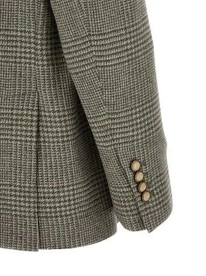 Brunello Cucinelli Prince Of Wales Blazer - Green