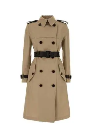 Burberry Beige Gabardine Trench Coat - Brown