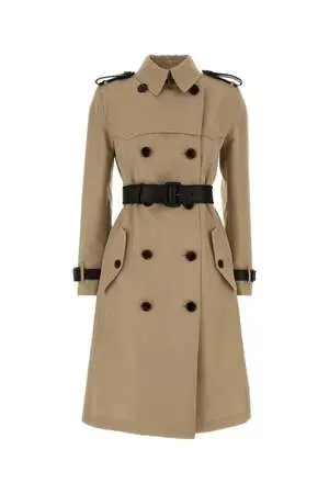 Burberry Beige Gabardine Trench Coat - Brown