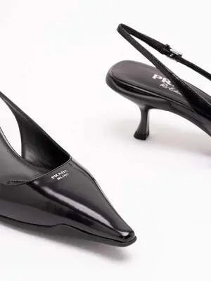 Prada Brushed Leather Slingback Pumps