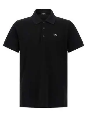 Fendi Ff Metallic Logo Polo Shirt - Black
