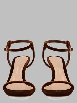 GIANVITO ROSSI Mayfair Velvet Sandals - Brown