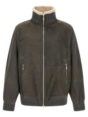 Brunello Cucinelli Leather Jacket - Gray