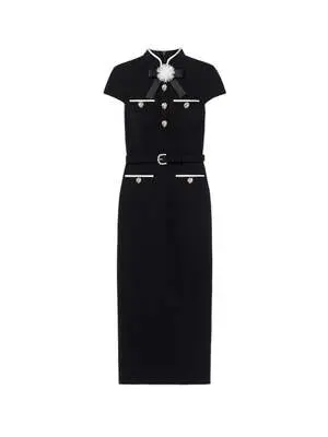 SELF-PORTRAIT Wool Crepe Midi Dress