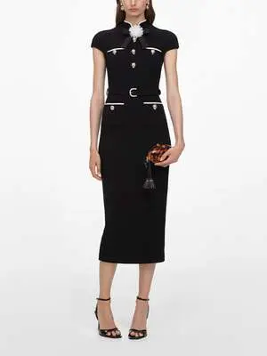 SELF-PORTRAIT Wool Crepe Midi Dress