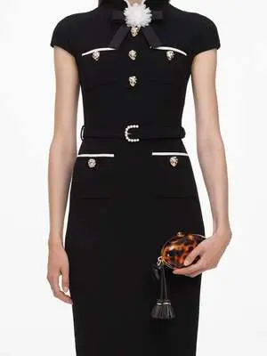SELF-PORTRAIT Wool Crepe Midi Dress