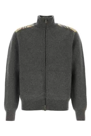 Burberry Dark Grey Wool Blend Cardigan - Gray