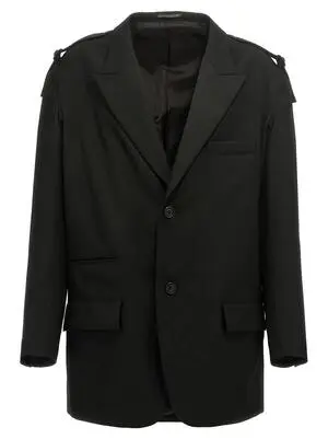 Yohji Yamamoto Single-breasted Blazer With Strap Detail