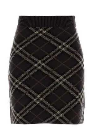 Burberry Embroidered Stretch Wool Blend Mini Skirt - Multicolor