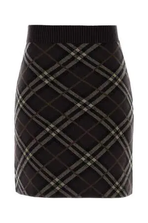 Burberry Embroidered Stretch Wool Blend Mini Skirt