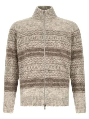 Brunello Cucinelli Brunello Cucinelli Men 'Nordic Jacquard' Cardigan Cream