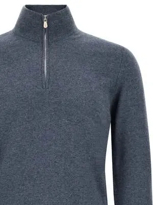 Brunello Cucinelli Cashmere Half-zip Sweater - Blue