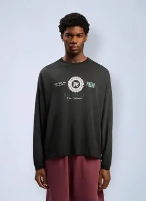 Palm Angels Dollar Graphic Long Sleeve T-shirt - Black