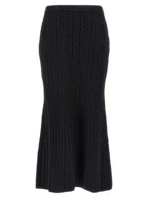 Alessandra Rich Maxi Wool Skirt - Black