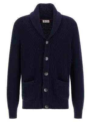 Brunello Cucinelli Malfilé Cotton Cardigan - Blue