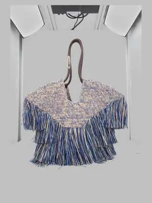 Zimmermann Borsa Tote Goldentime Medium Con Frange - Blue