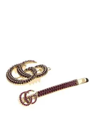 Gucci Platinum Metal Hair Clips Set - Gold