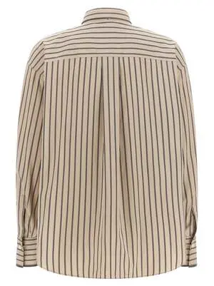 Brunello Cucinelli Striped Shirt With Integrated Tie