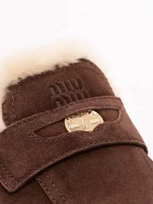 Miu Miu Suede And Shearling Mules