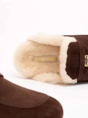 Miu Miu Suede And Shearling Mules