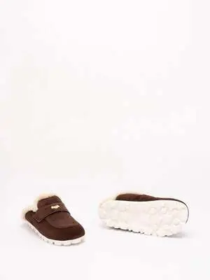 Miu Miu Suede And Shearling Mules - Multicolor