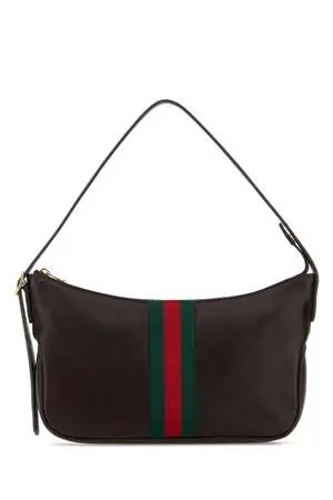 Gucci Dark Leather Small Lunetta Shoulder Bag - Brown