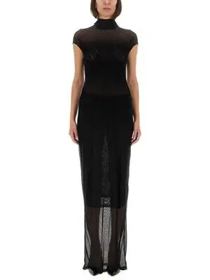 JEAN PAUL GAULTIER Mesh Dress With Flocked Logo - Black