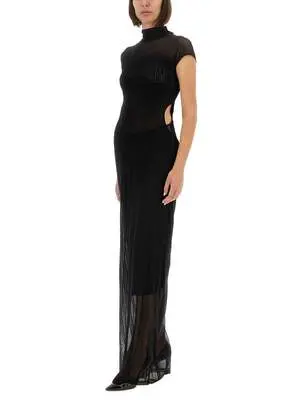 JEAN PAUL GAULTIER Mesh Flocked Logo Dress