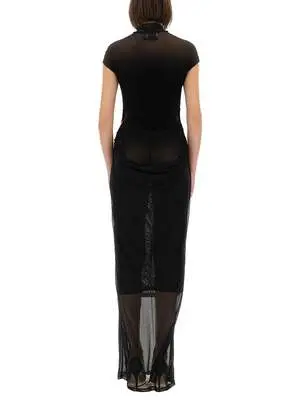 JEAN PAUL GAULTIER Mesh Flocked Logo Dress