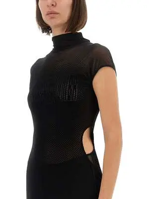 JEAN PAUL GAULTIER Mesh Flocked Logo Dress