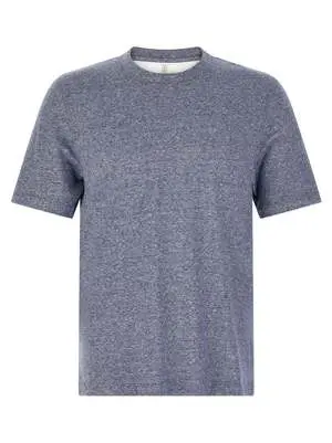 Brunello Cucinelli Mélange Linen Blend T-shirt - Blue