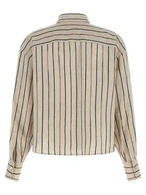 Brunello Cucinelli Sparkling Stripes Linen Shirt - Cream