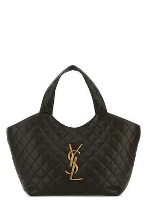 Saint Laurent Charcoal Nappa Medium Icare Shopping Bag - Gray
