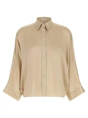 Brunello Cucinelli Brunello Cucinelli Monile Satin Shirt Cream