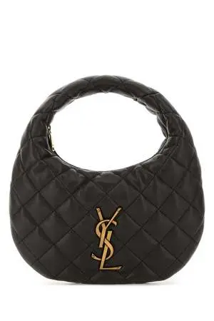 Saint Laurent Charcoal Nappa Leather Icarino Shoulder Bag - Gray