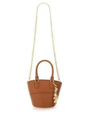 SELF-PORTRAIT Leather Tote Bag With Charm - Multicolor
