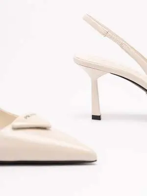 Prada Saffiano Patent Leather Slingback Pumps