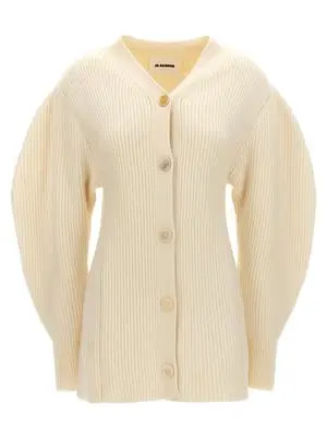 JIL SANDER Ribbed Cardigan - White
