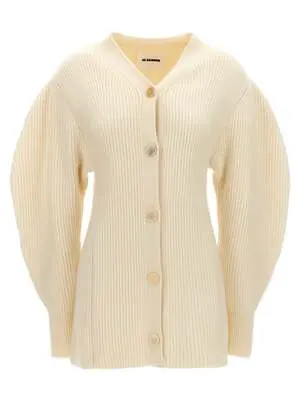 JIL SANDER Ribbed Cardigan - White