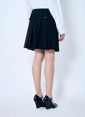 Prada Pleated Wool Skirt - Blue