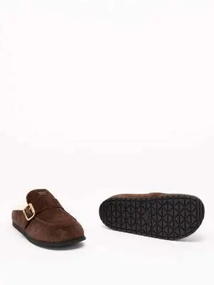 Prada Suede And Shearling Mules