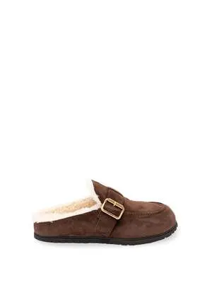 Prada Suede And Shearling Mules - Multicolor