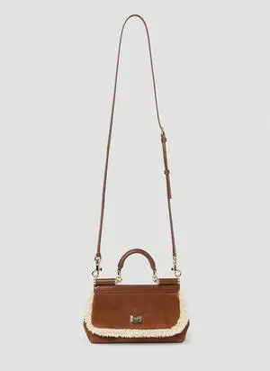 Dolce & Gabbana Sicily Suede Small Handbag - Brown