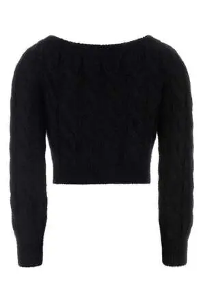 Alessandra Rich Stretch Mohair Blend Cardigan - Black