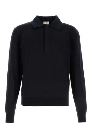 Saint Laurent Midnight Silk Blend Polo Shirt - Blue