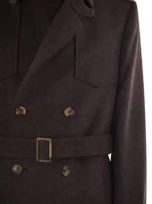 Brunello Cucinelli Wool Trench Coat - Brown