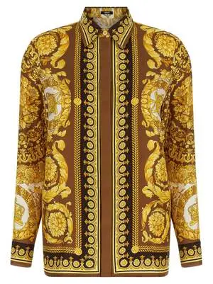 Versace Barocco Silk Twill Shirt - Gold