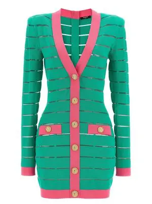 Balmain Two-tone Knit Dress - Green