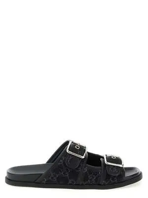 Gucci Gg Denim Slides - Black