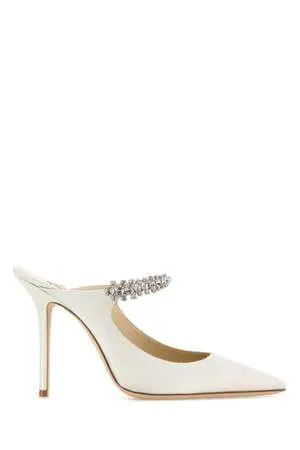 JIMMY CHOO Satin Bing 100 Mules - White